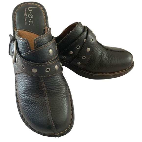 b.o.c. | Shoes | Boc Blackleather Double Buckleslides On Clogs 65 ...